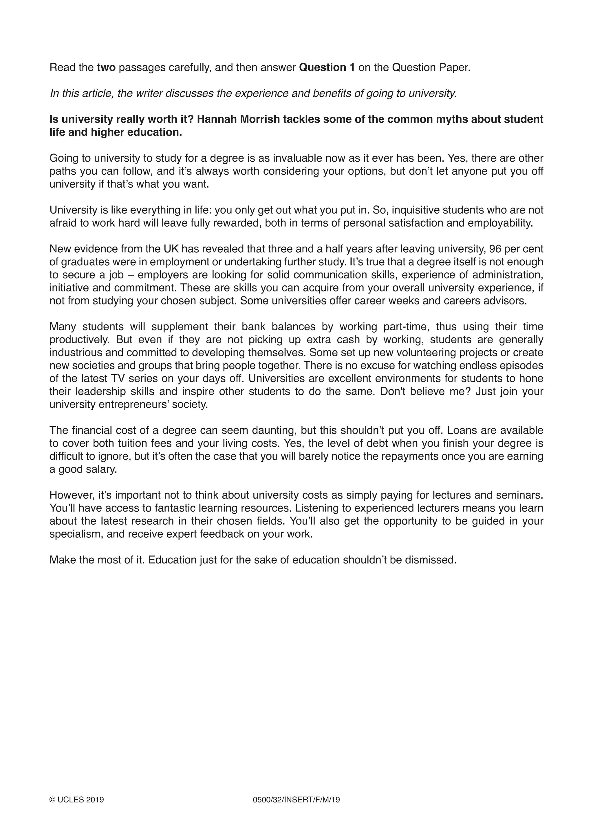 PRACTICE MOCK TEST 1 2020 INSERT PAPER 2 | PDF