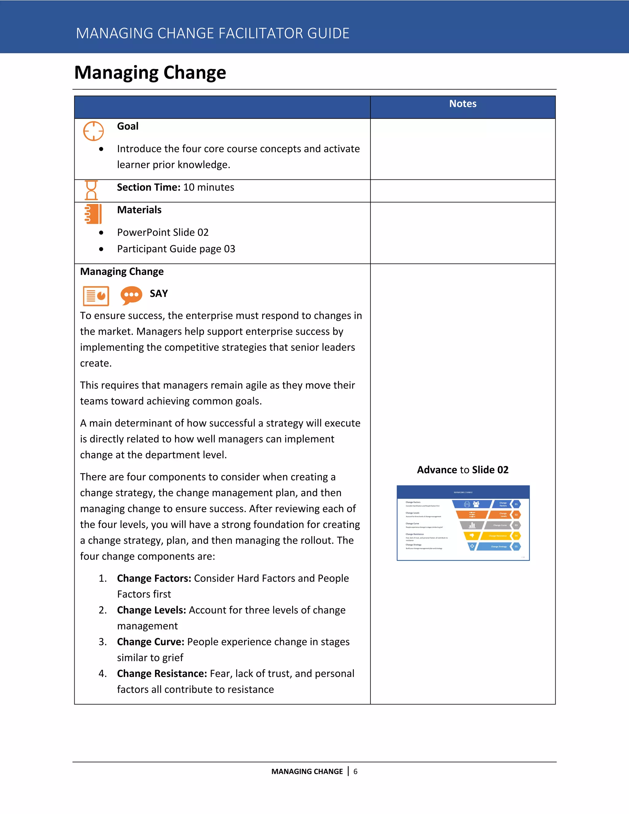 Managing Change Facilitator Guide | PDF