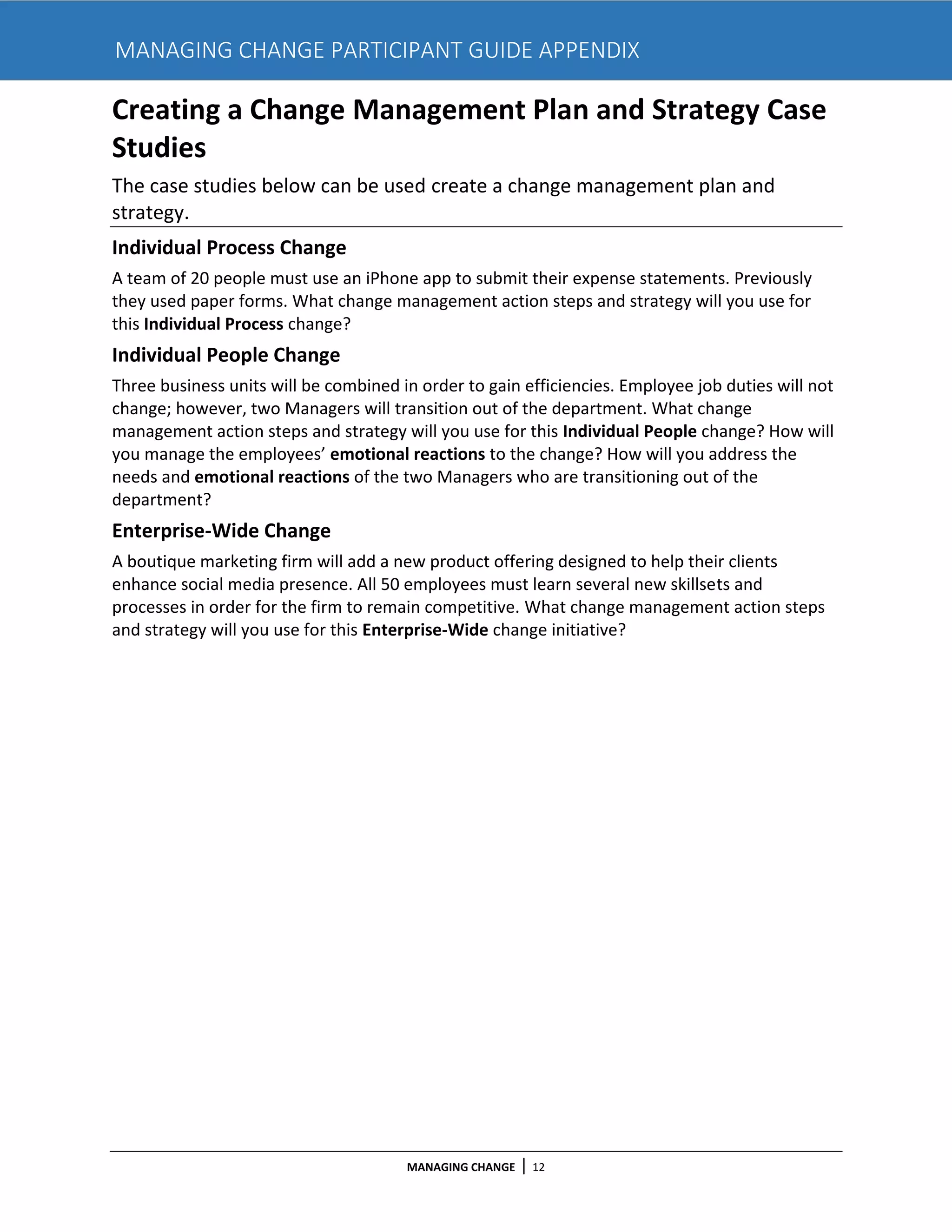 Managing Change Participant Guide | PDF