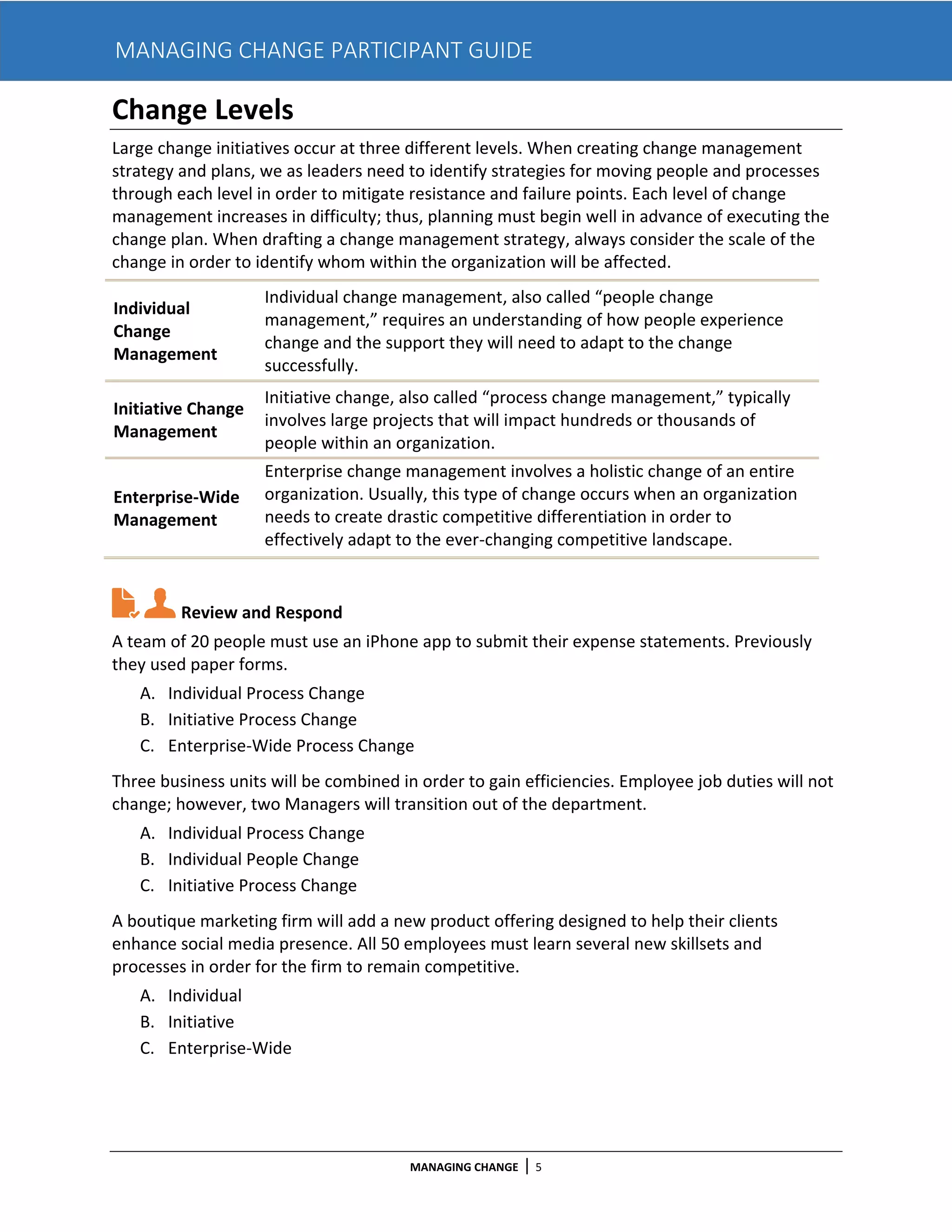 Managing Change Participant Guide | PDF