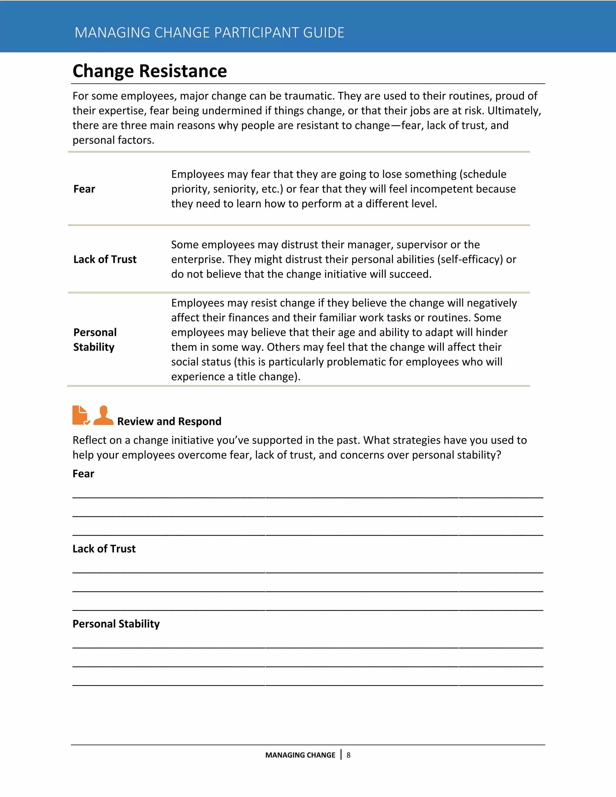 Managing Change Participant Guide | PDF