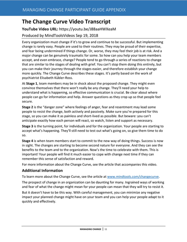 Managing Change Participant Guide | PDF