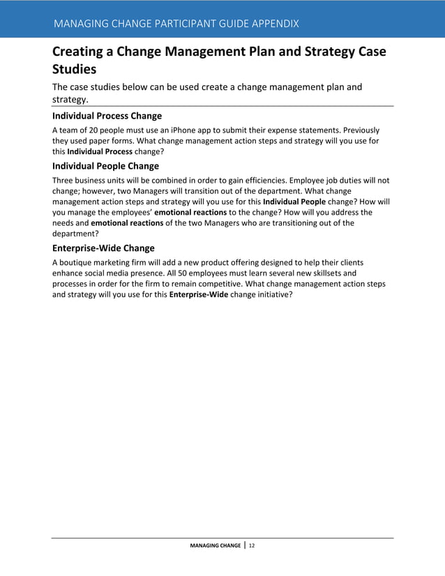 Managing Change Participant Guide | PDF