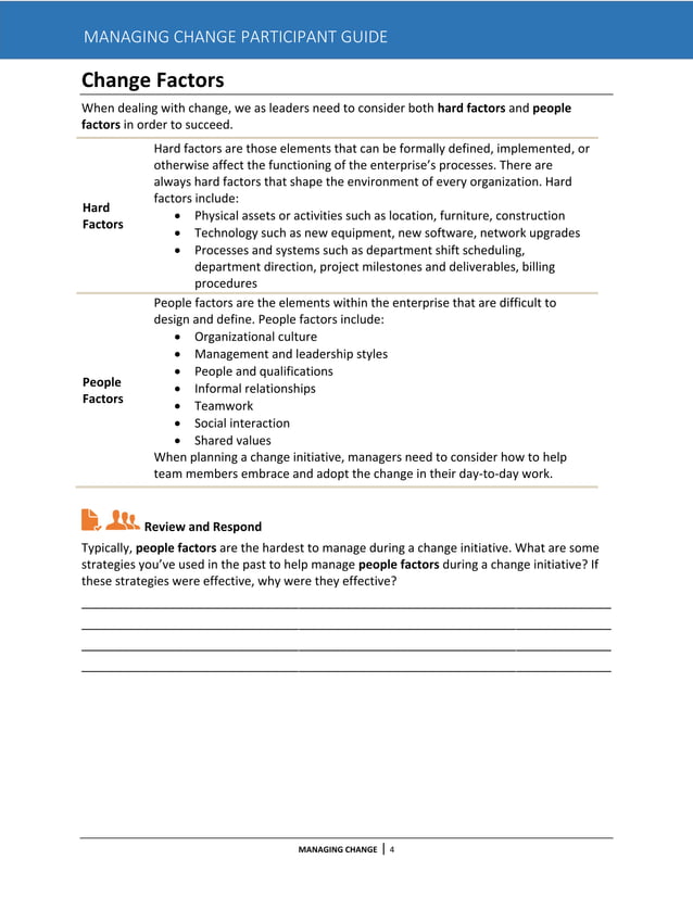 Managing Change Participant Guide | PDF