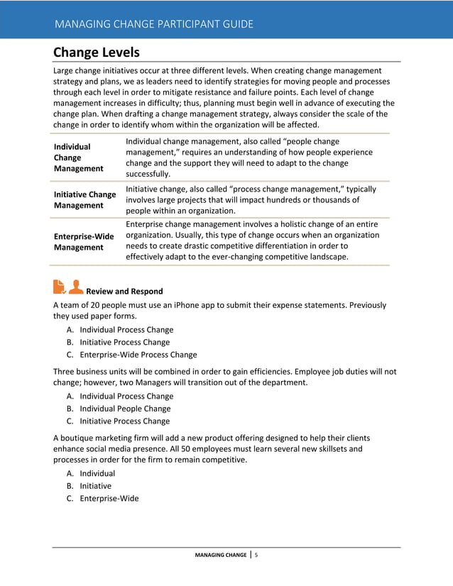 Managing Change Participant Guide | PDF