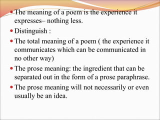 meaning and idea in English poetry | PPT