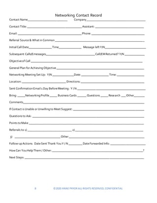 2020 Networking Worksheets by Anne Pryor | PDF