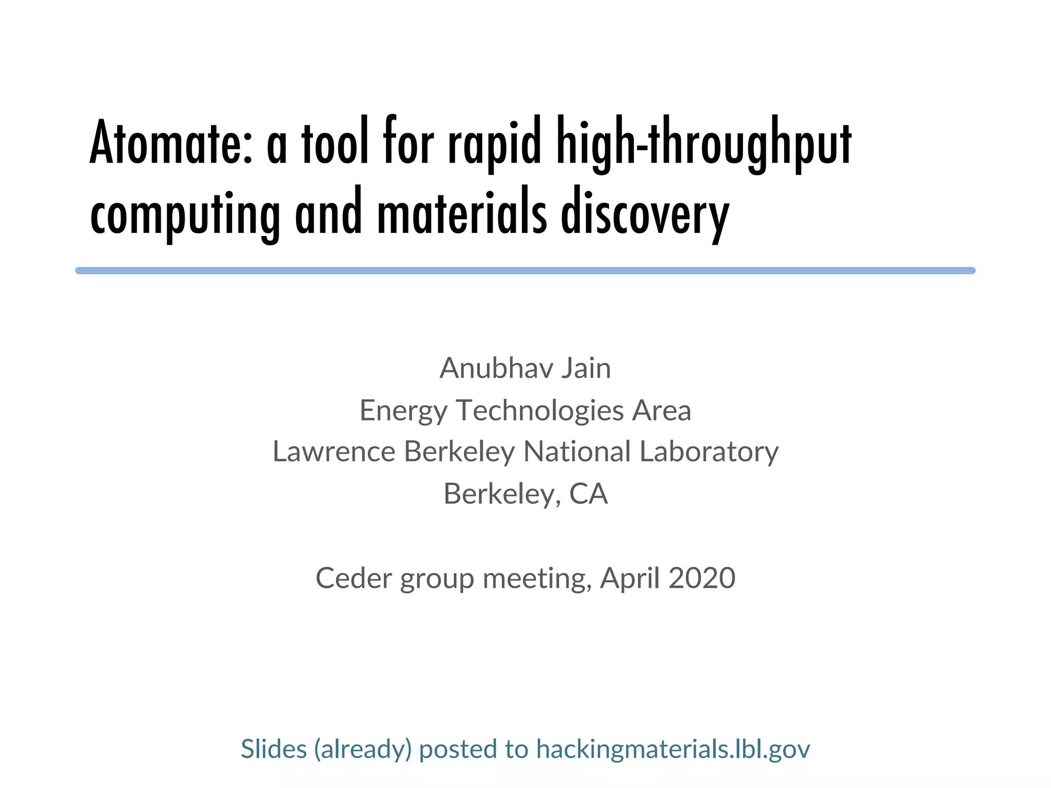 Atomate: a tool for rapid high-throughput computing and materials discovery | PDF | Databases ...