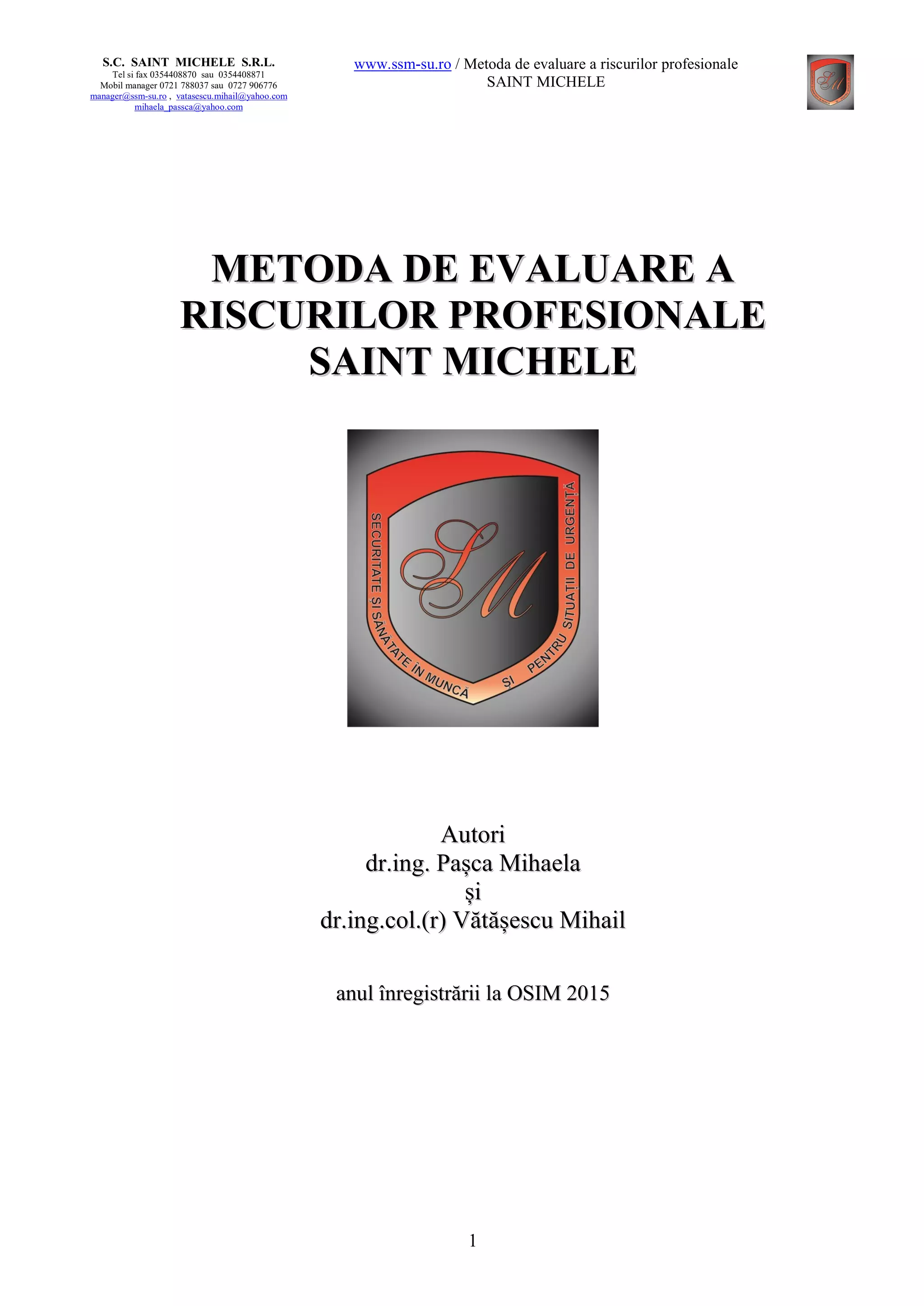 Metoda Saint Michele, metoda pentru evaluarea riscurilor profesionale | PDF