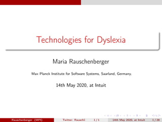 Technologies for Dyslexia | PDF