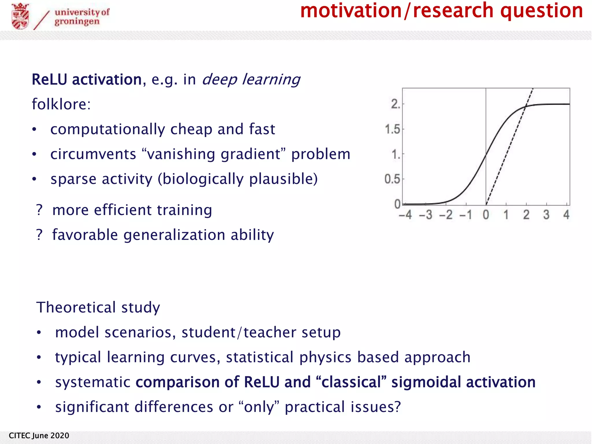 2020: Phase transitions in layered neural networks: ReLU vs. sigmoidal activation | PPT