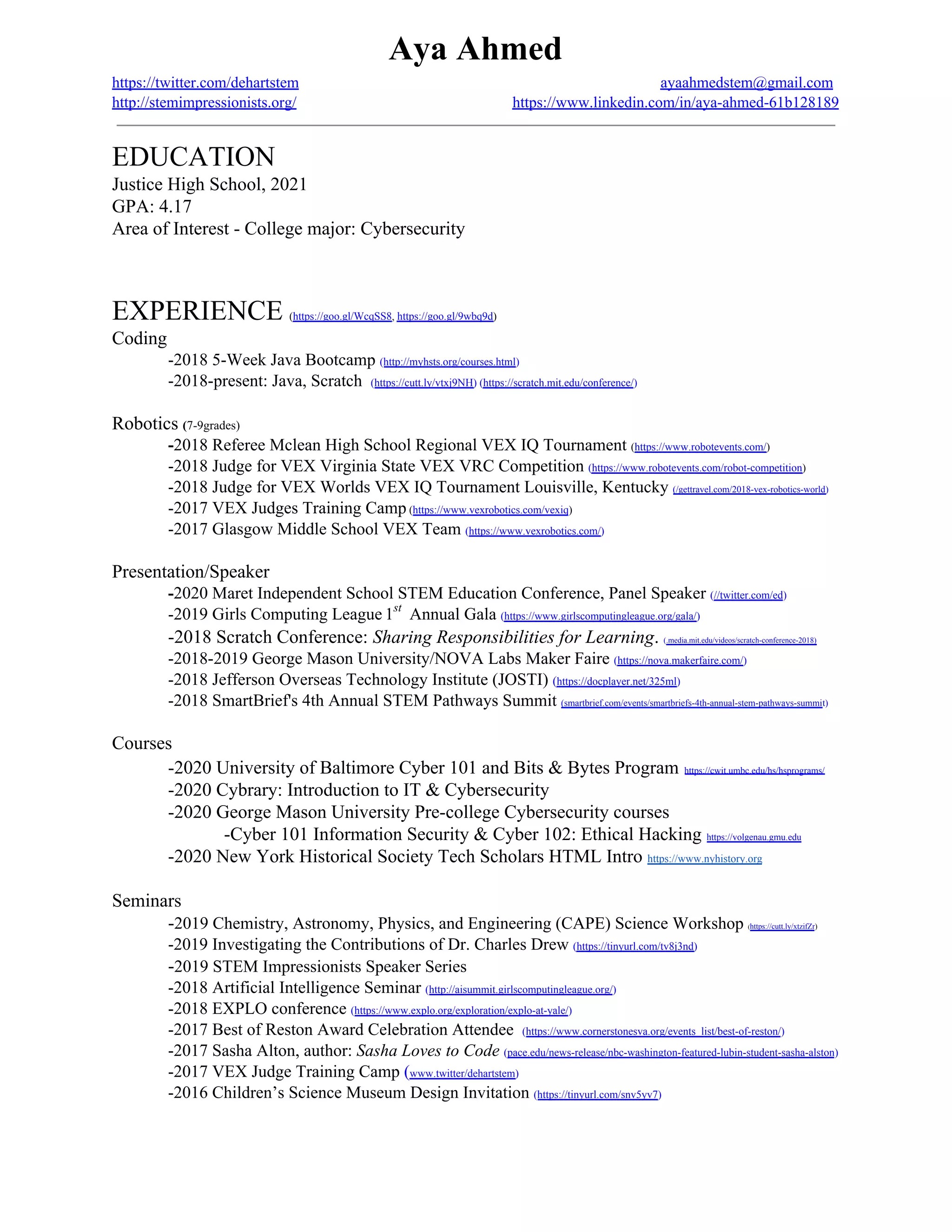 Aya Ahmed Resume | PDF