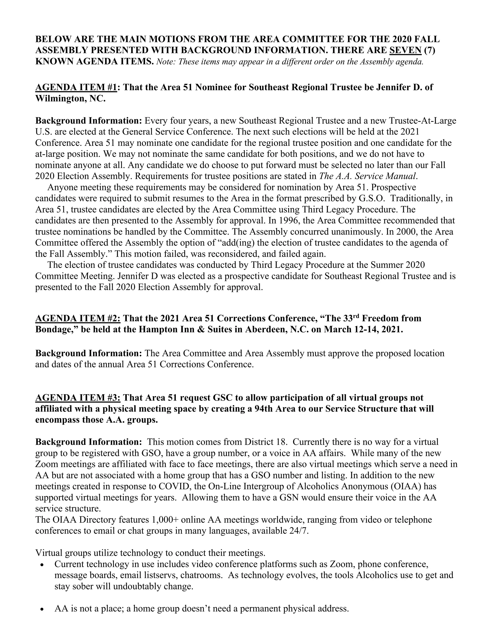 2020 virtual fall assembly notice | PDF