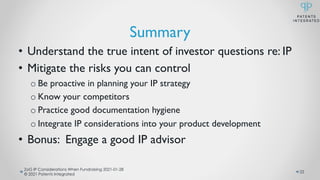 IP Considerations When Fundraising: Webinar 1-28-2021 | PPT