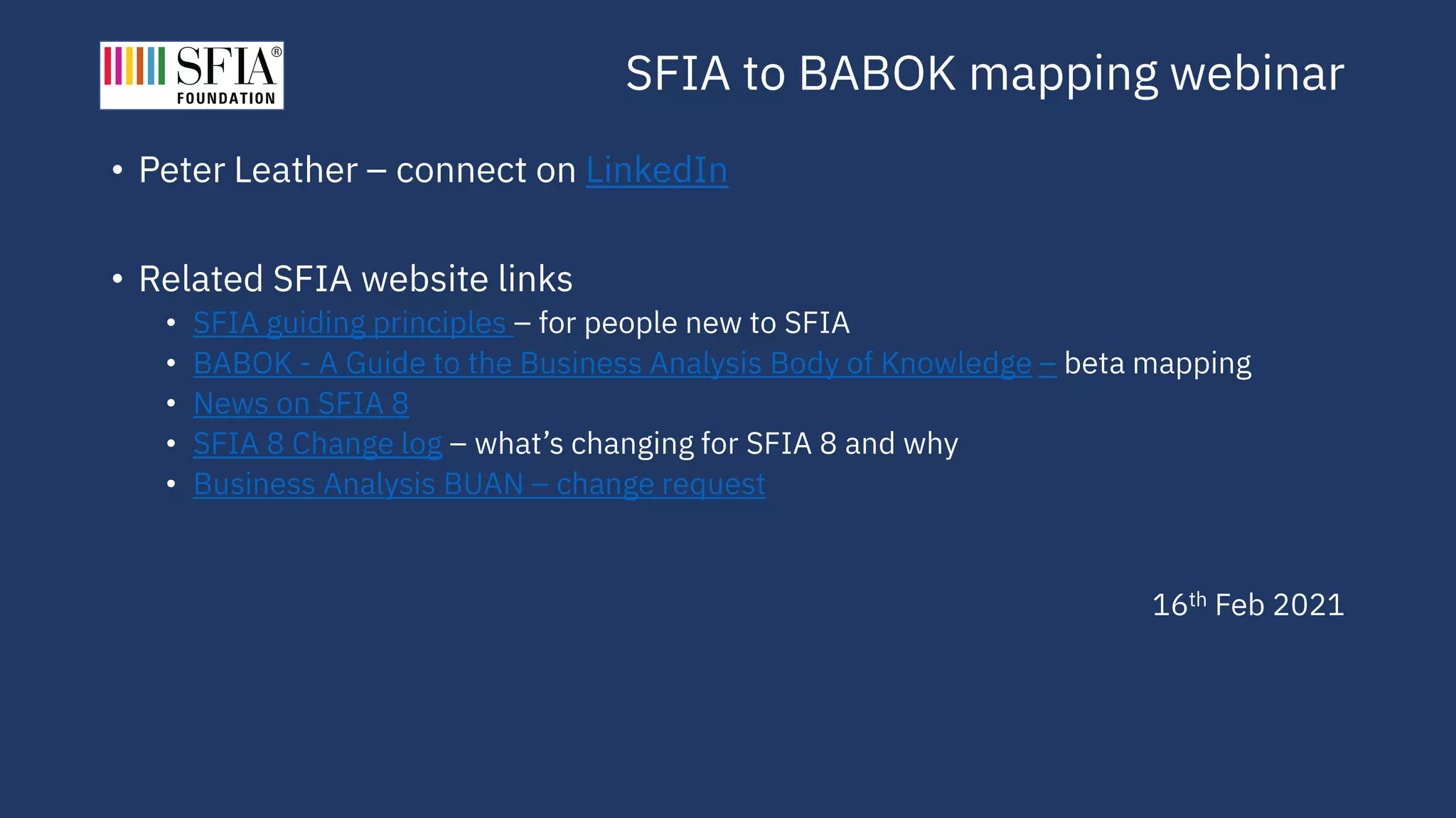SFIA to BABOK mapping - SFIA slides | PPT