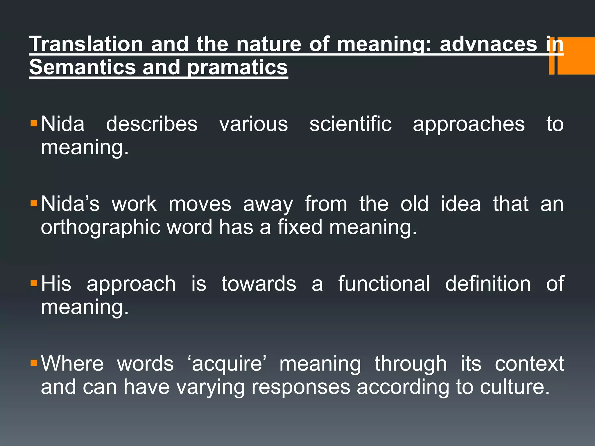Eugene Nida's Theory of Translation | PPTX