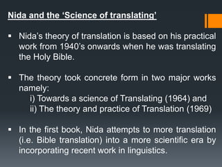 Eugene Nida's Theory of Translation | PPTX