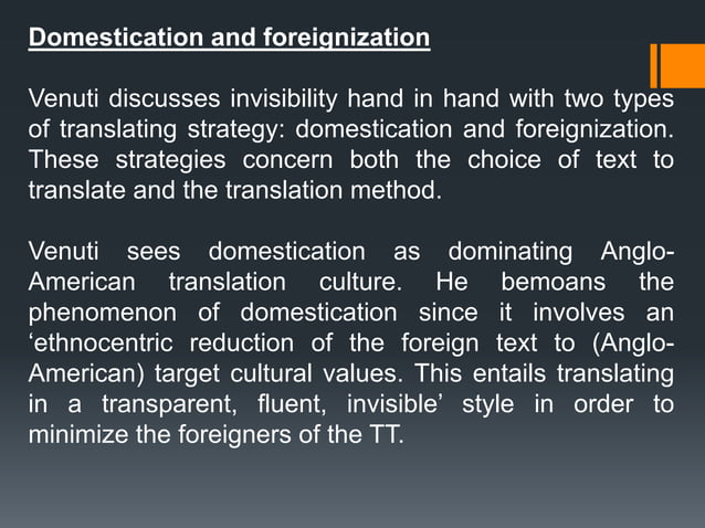 Venuti and the invisibility of the translator.pptx | Publishing ...