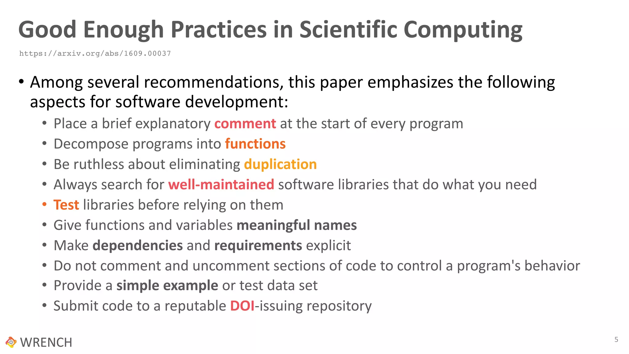 Good Practices for Developing Scientific Software Frameworks: The ...