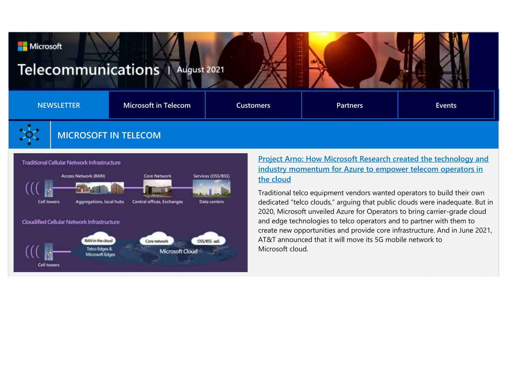 Microsoft Telecommunications Newsletter | August 2021 | PPT