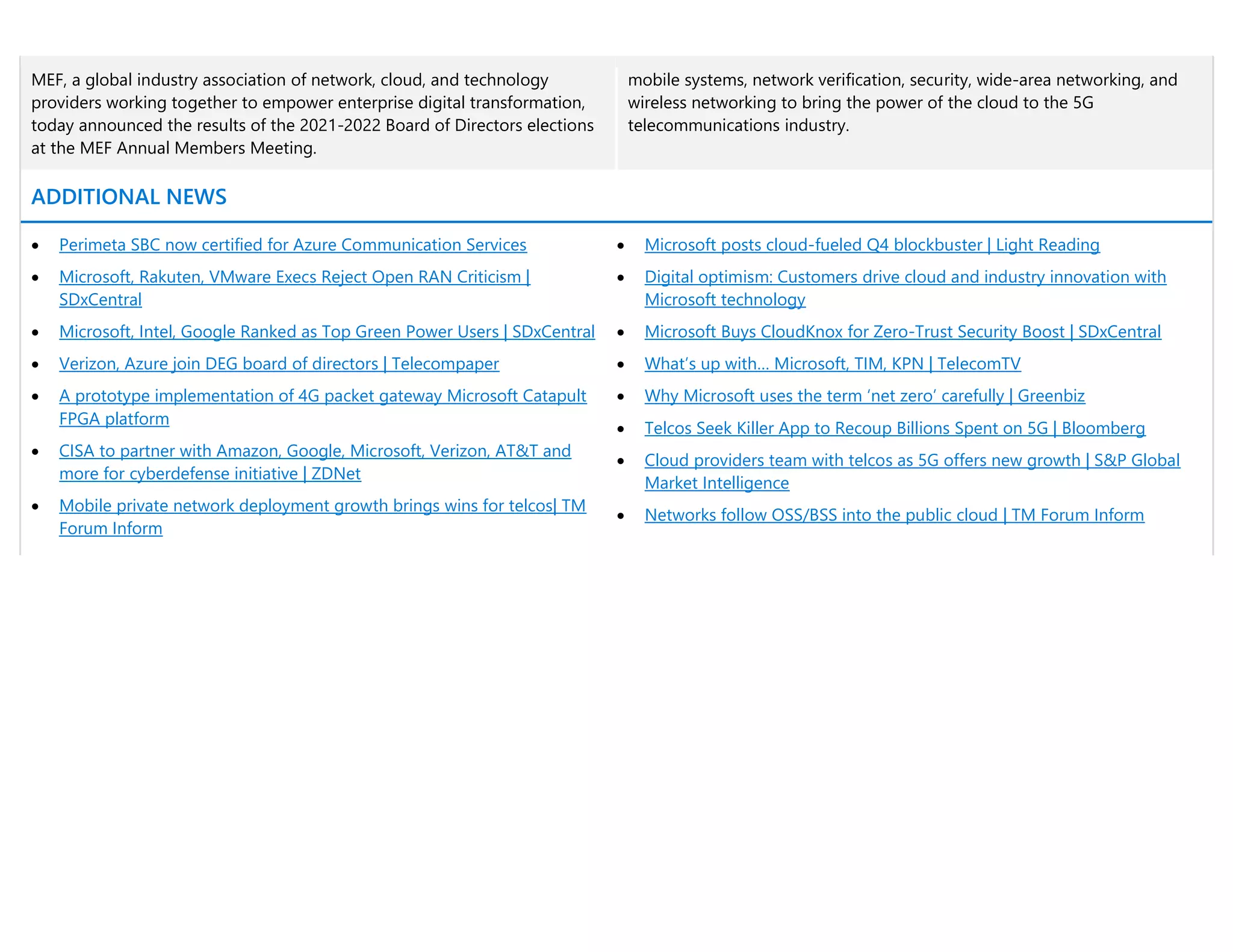 Microsoft Telecommunications Newsletter | August 2021 | PPT