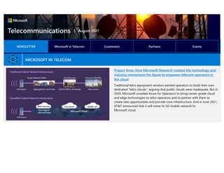 Microsoft Telecommunications Newsletter | August 2021 | PPT