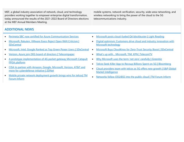 Microsoft Telecommunications Newsletter | August 2021 | PPT