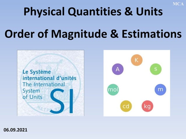 Quantities, Units, Order of Magnitude, Estimations.pptx | Physics | Science