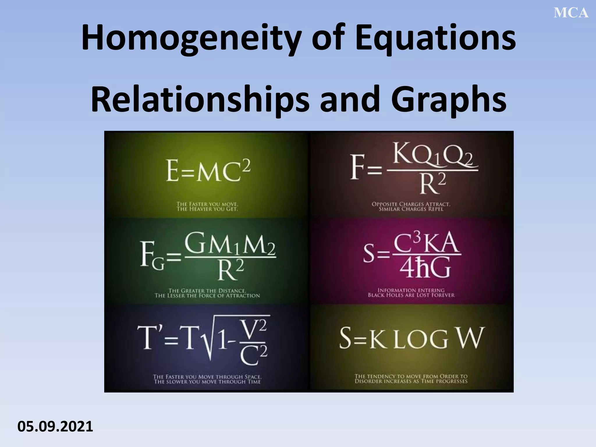 Equations, Homogeneity, Graphs.pptx | Physics | Science