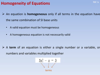 Equations, Homogeneity, Graphs.pptx | Physics | Science