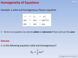 Equations, Homogeneity, Graphs.pptx | Physics | Science