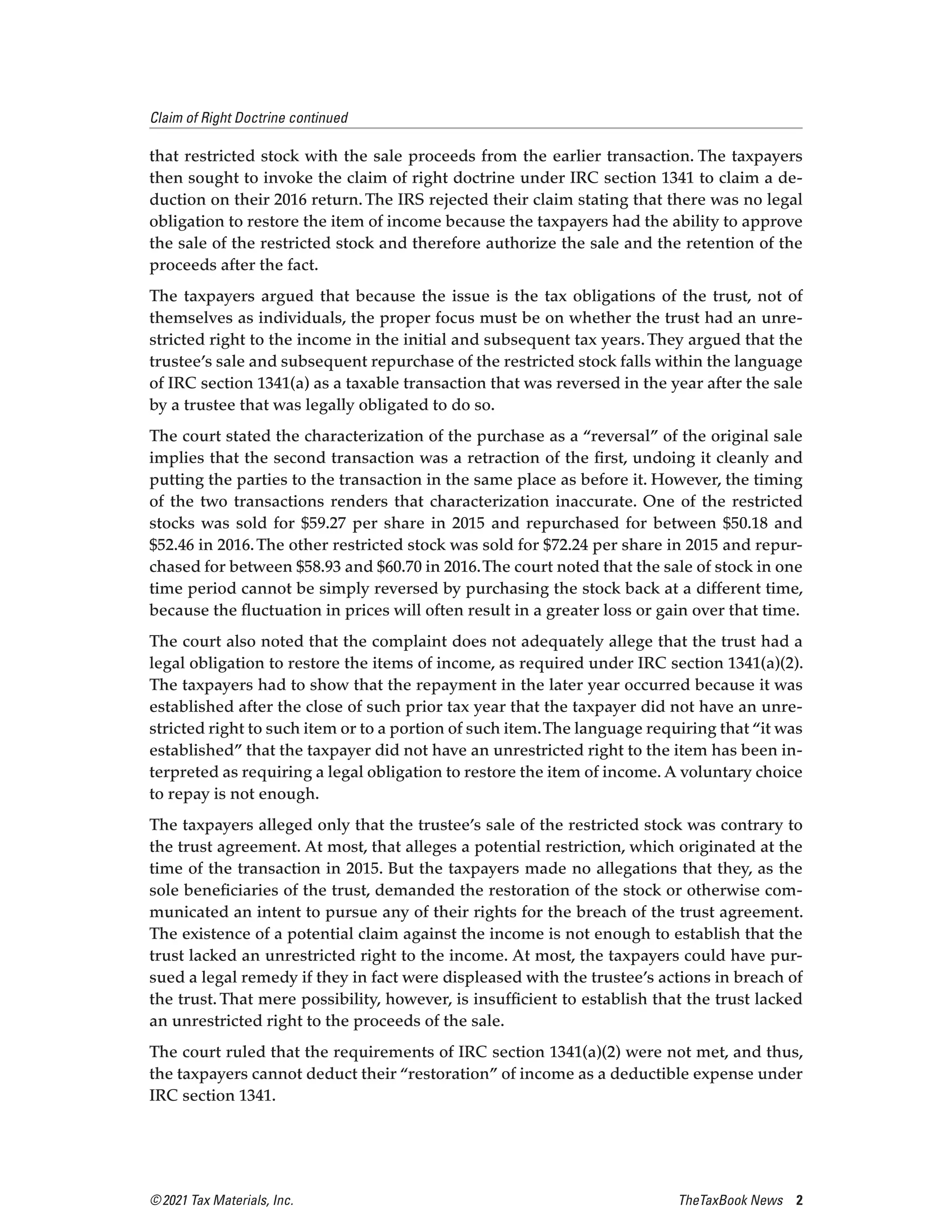 claim of right doctrine | PDF