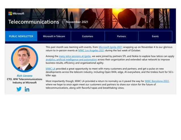Microsoft Telecommunications Newsletter | November 2021 | PPT