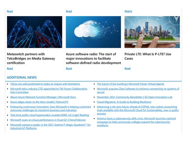 Microsoft Telecommunications Newsletter | November 2021 | PPT