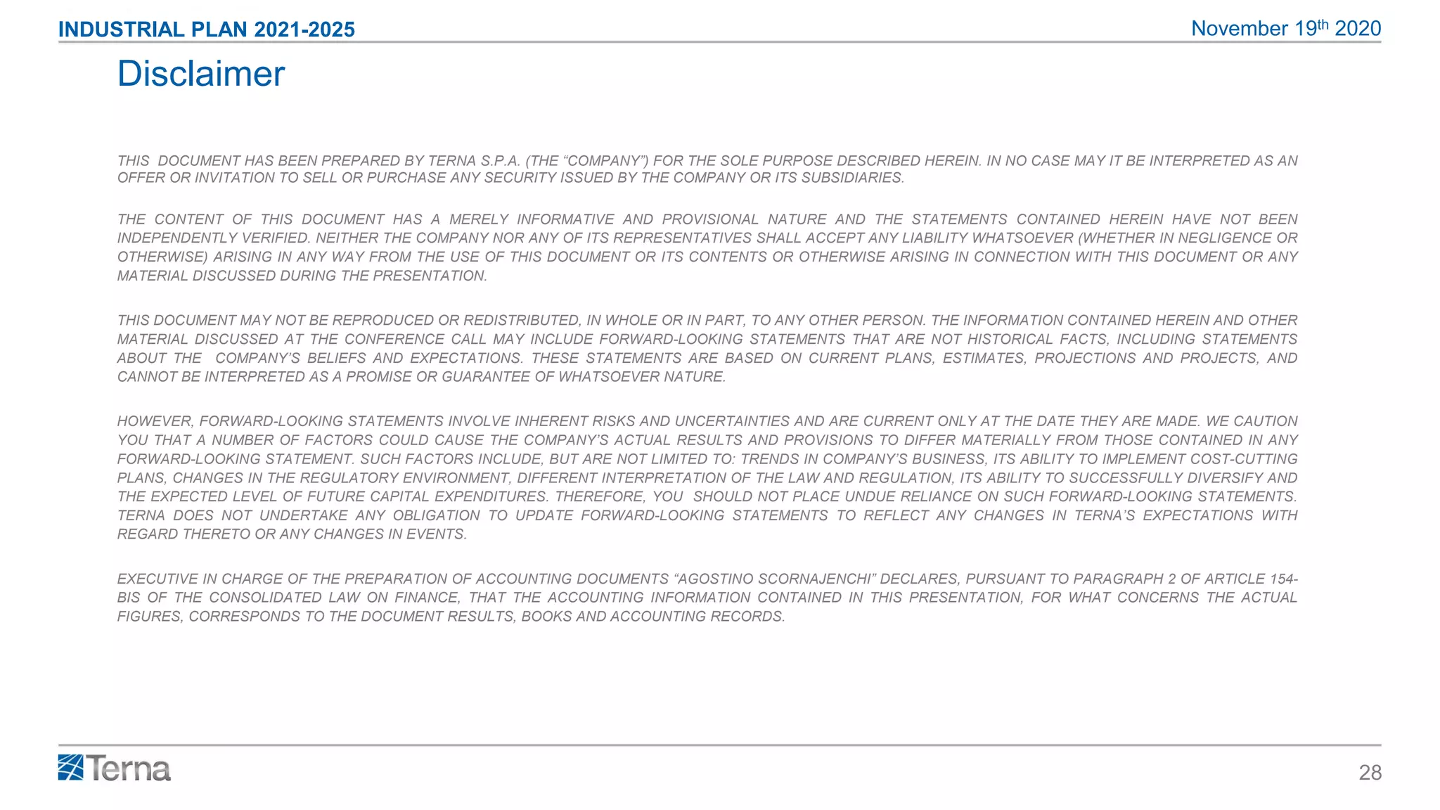 2021-2025 Terna Industrial Plan Presentation | PDF
