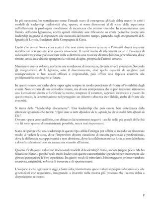 Una leadership per il futuro: discernimento e valori Ignaziani | PDF