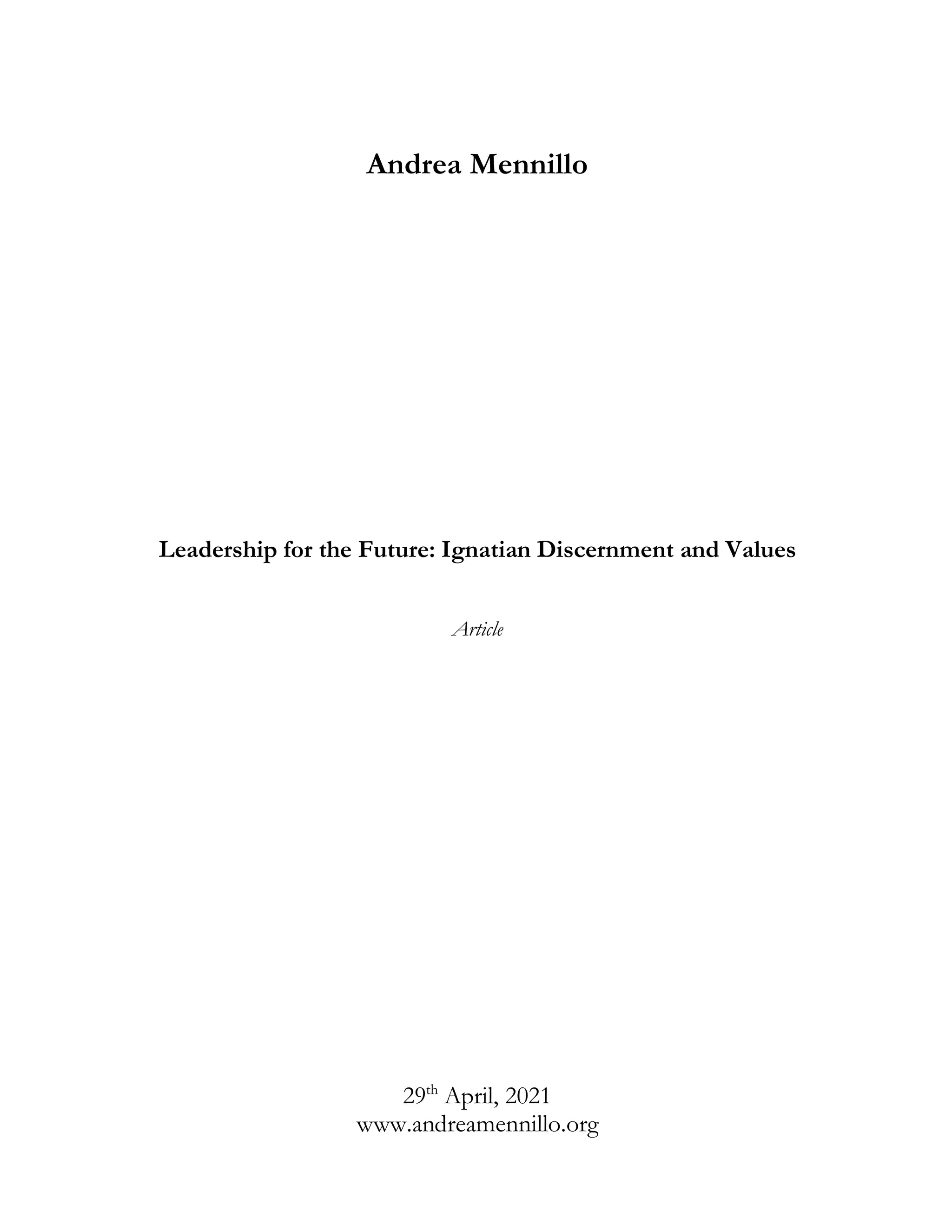 Leadership for the Future: Ignatian Discernment and Values | PDF ...