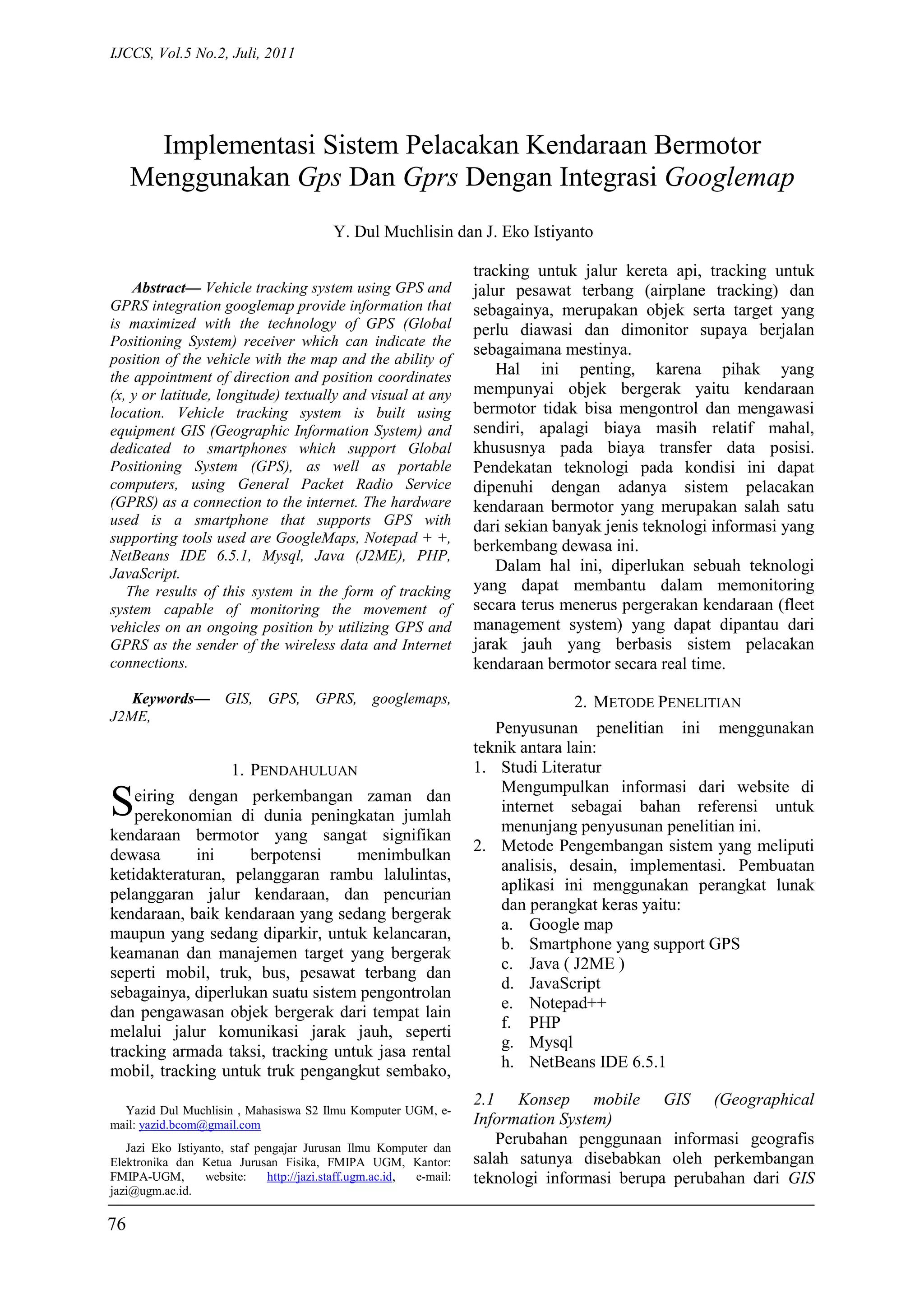 IMPLEMENTATION OF MOTORCYCLE TRACKING SYSTEM USING GPS AND GPRS WITH ...