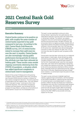 2021 central-banks-survey: Gold | PDF