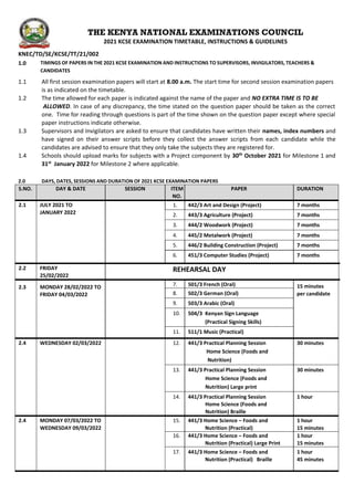 2021 kcse-timetable | PDF | Educational Assessment | Education