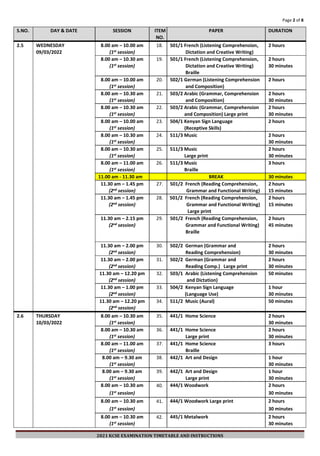 2021 kcse-timetable | PDF | Educational Assessment | Education