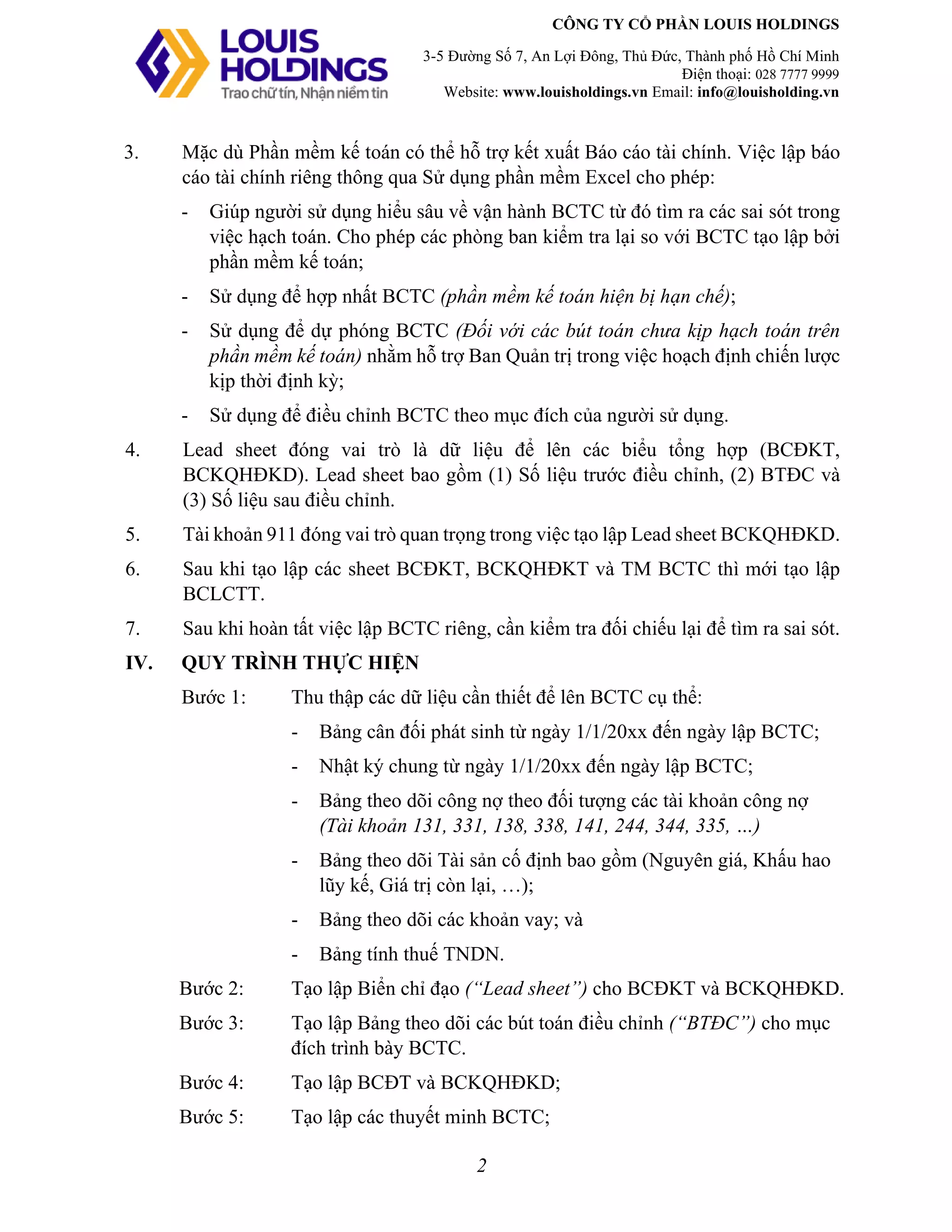 2021 louis holdings - huong dan lap bctc rieng | PDF