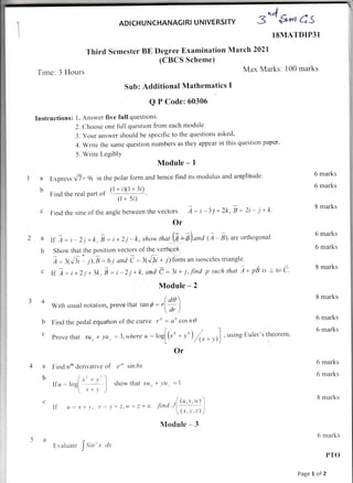 3rd Semester Computer Science and Engineering (ACU) Question papers | PDF