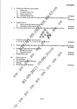 3rd Semester Computer Science and Engineering (ACU - 2021) Question ...