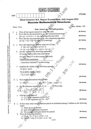 3rd Semester Computer Science and Engineering (ACU - 2021) Question papers | PDF | Programming ...