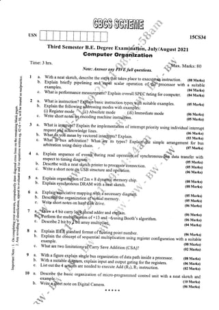 3rd Semester Computer Science and Engineering (ACU - 2021) Question ...