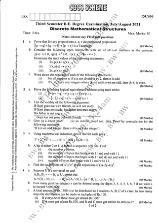 3rd Semester Computer Science and Engineering (ACU - 2021) Question ...