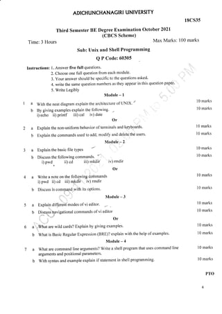 3rd Semester Computer Science and Engineering (ACU - 2021) Question ...