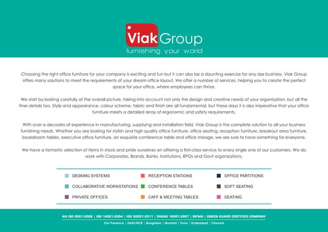 Modular Chair Manufacturers in India | Viak Group | PPT