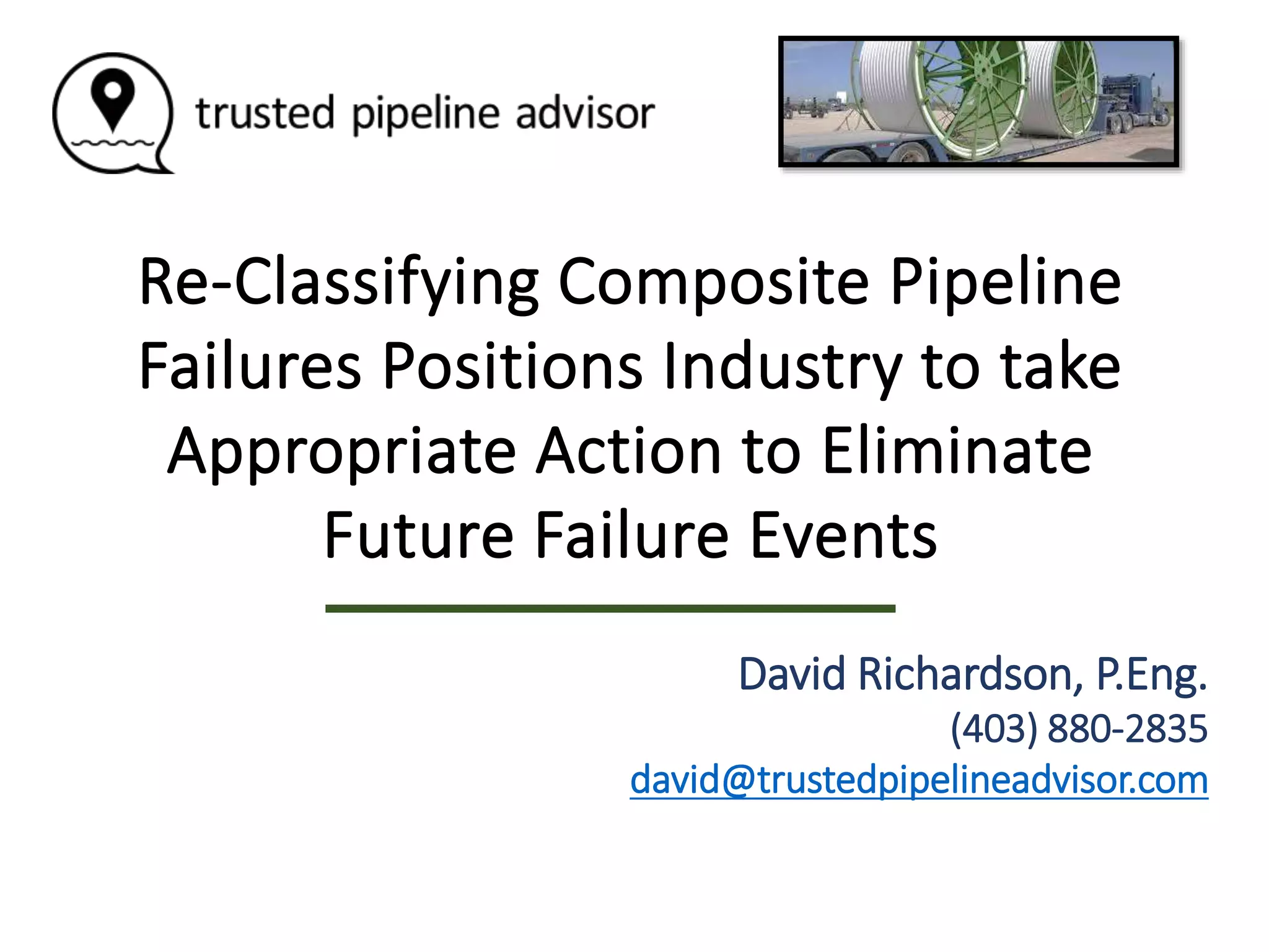 Pipeline Failure Classification - Composite Pipelines | PPTX